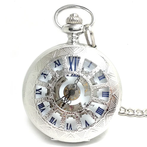 DHL Free Shipping High Quality Silver Hollowed Cover Mechanical Pocket ...