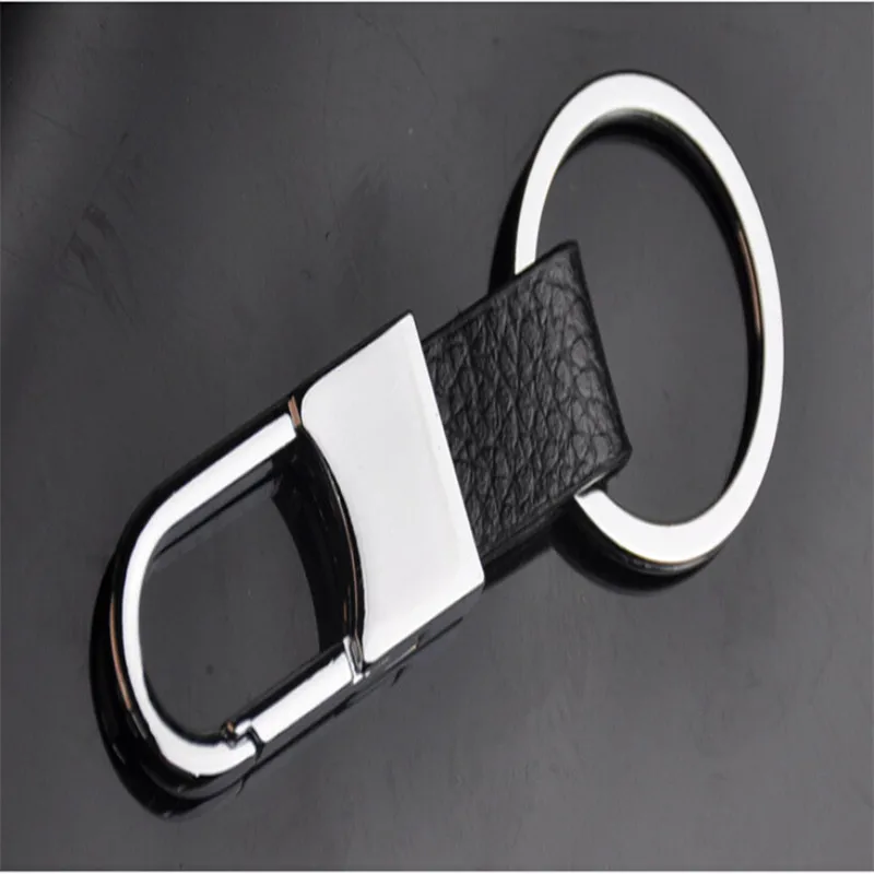 2017 New Trendy Metal Car Key Ring for mens Black Genuine Leather ...