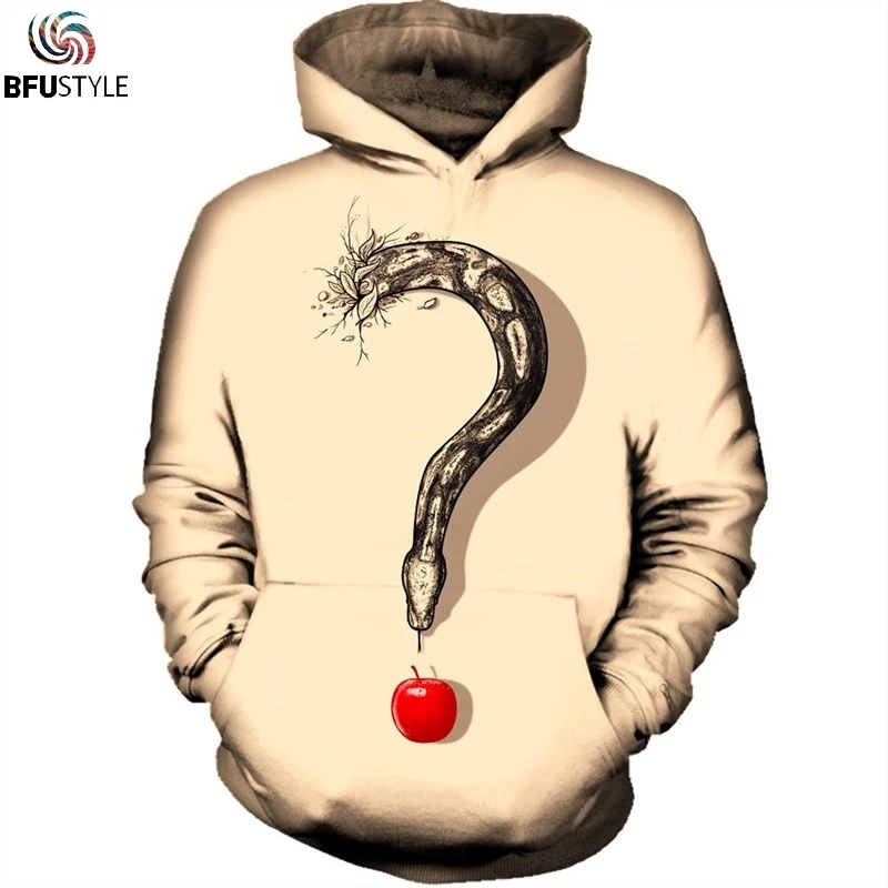 Question Mark Printed Mens Sweatshirt Hoodies Pullover Curious Casual ...