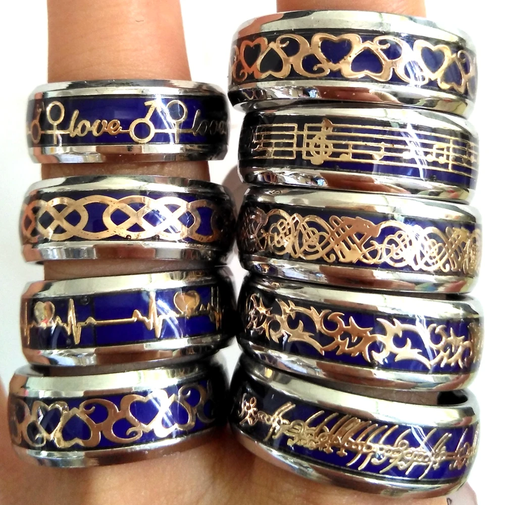 20pcs Unique Mood 316l Stainless Steel Rings Popular Design Top Mix ...