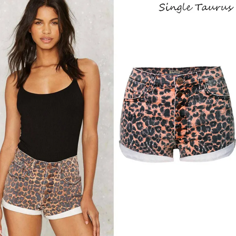 Leopard-Sexy-Jeans-Shorts-Women-Fashion-Flanging-Vintage-High-Waist ...