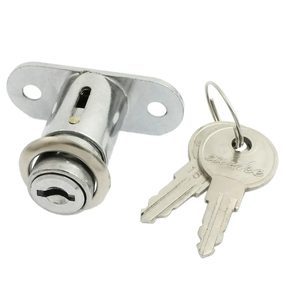 Silver Tone Metal Sliding Door Showcase Cylinder Plunger Lock with 2 ...
