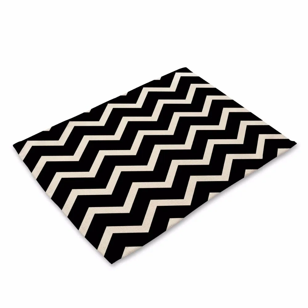 Simple Black and White Stripes Pattern Table Mat Geometry Printing ...