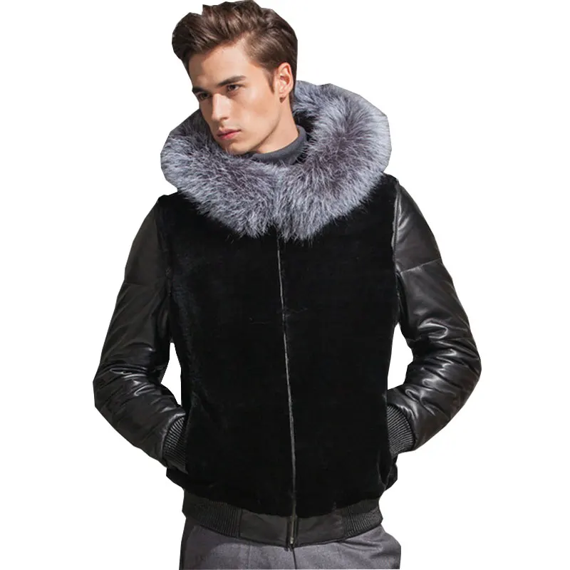 Mens Winter Leather Jacket Thicken With Fur Warm Fur Collar Men PU ...