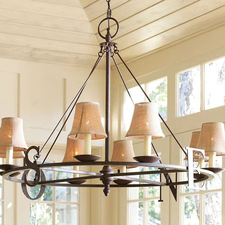 Di Shengqi wrought iron chandelier lamp American classical vintage ...