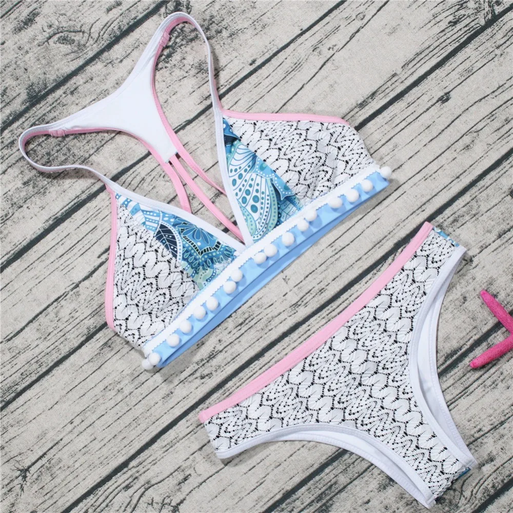 Bonitakinis 2018 Style Lace Swimsuit Cute Tassel Ball Sexy Swimwear ...