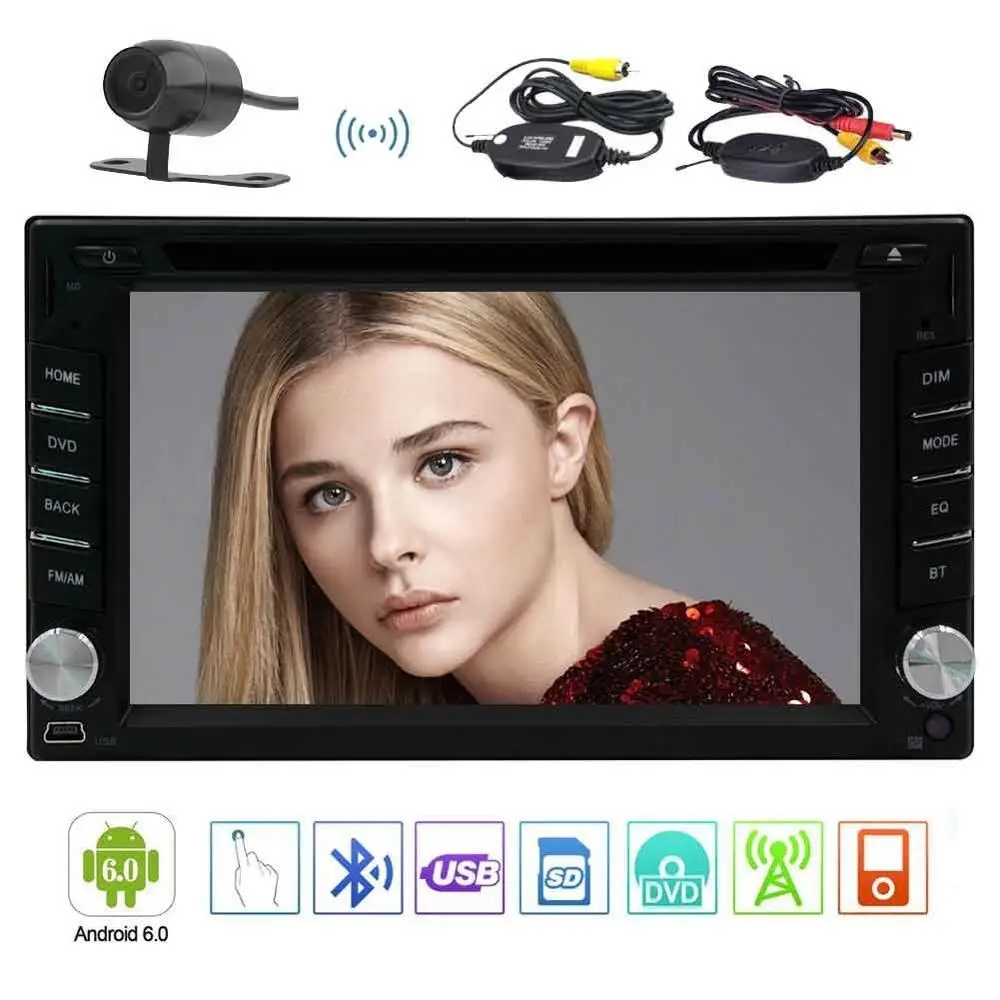 Android 6.0 Estéreo Do Carro Multi Tela sensível ao toque 2DIN DVD Player de Rádio GPS 1080 P ...