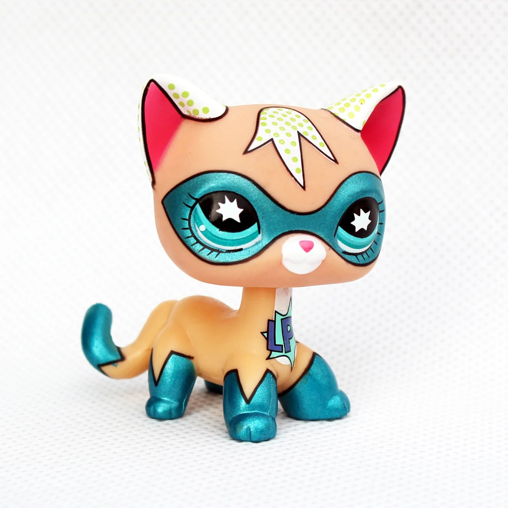 original pet shop lps toys standing blue super masked cat real rare ...