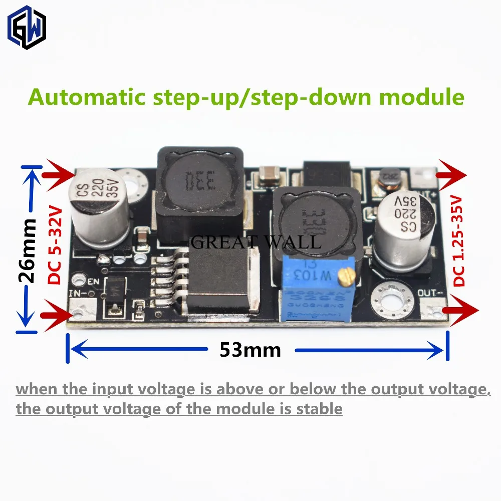 XL6019 (XL6009 upgrade) automatische step up step down Dc Dc ...