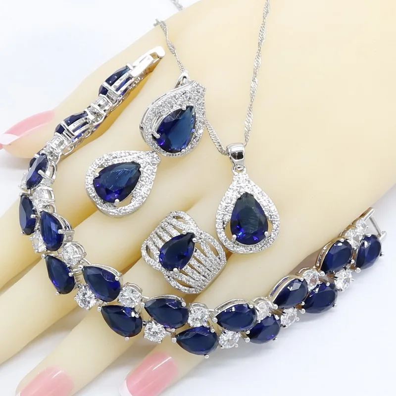 Royal Blue Jewelry Set | Necklace Royal Blue | Bridal Jewelry Sets ...