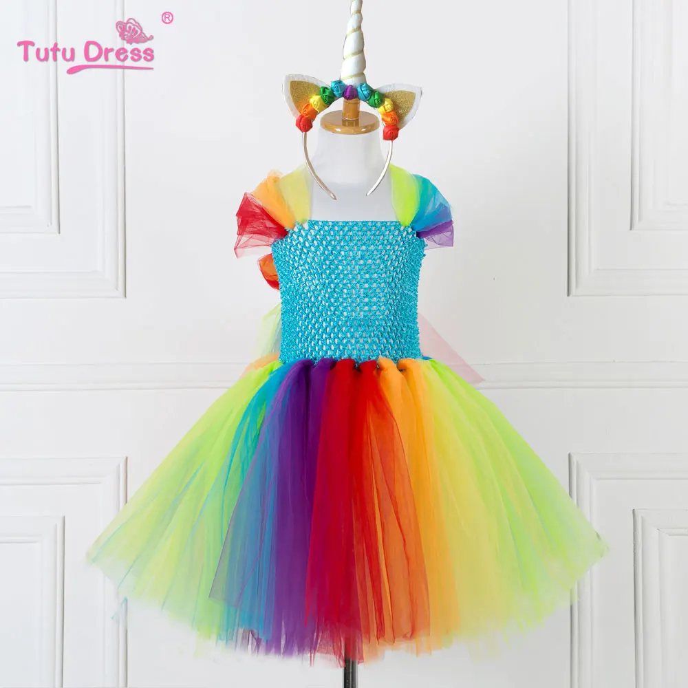 Aliexpress.com : Buy Children Girl Rainbow Tutu Dress Princess Little ...