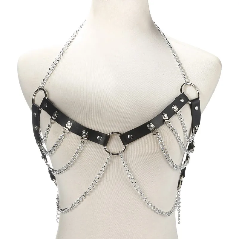 Buy Faux Leather Body Chain Women Chain Bra Bondage