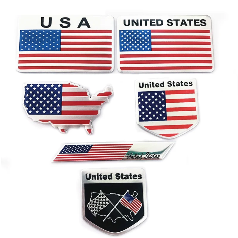 Aluminum-USA-United-States-National-Flag-Map-Car-Auto-Body-Stickers ...