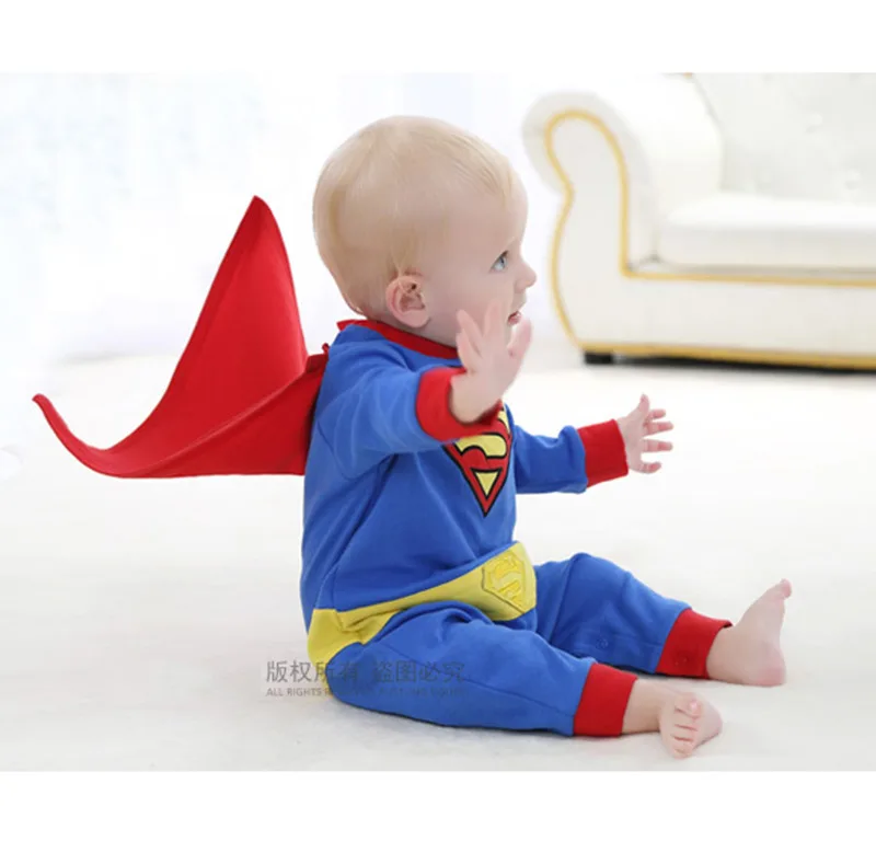 Cute Baby Cosplay Superman Costumes Romper Halloween Superhero Jumpsuit ...