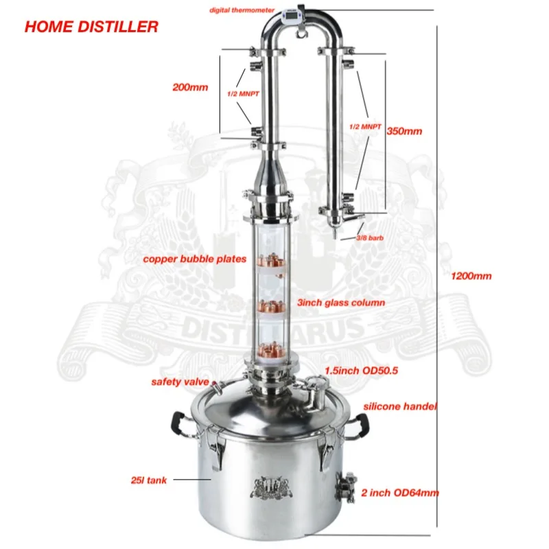 Kit for distillation. 25l tank and 3"glass column for distillation ...