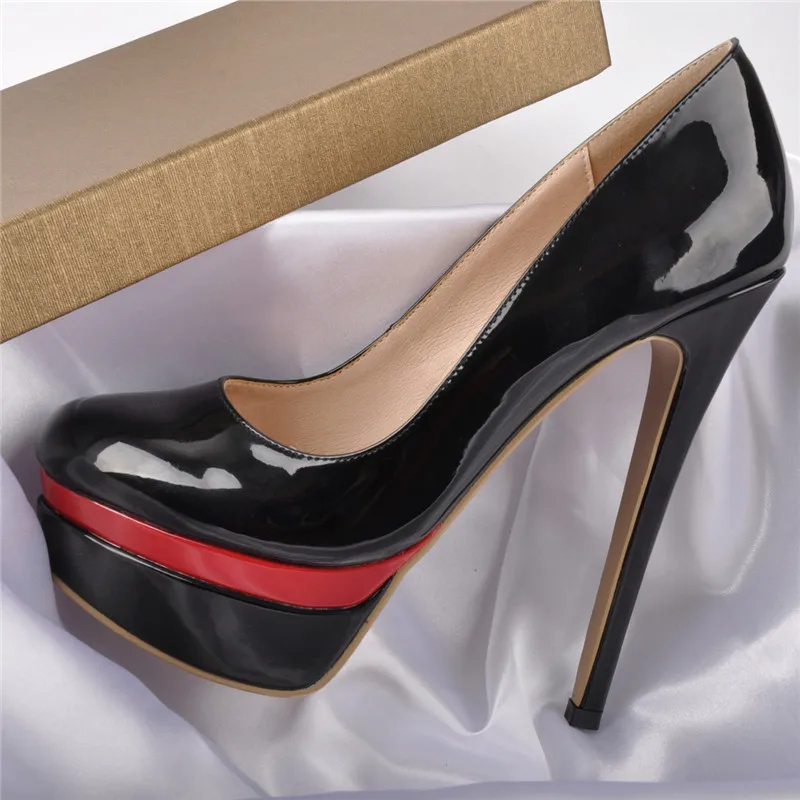 Onlymaker-Women-Round-Toe-Double-Platform-Pumps-Super-High-Heel-Slip-On ...