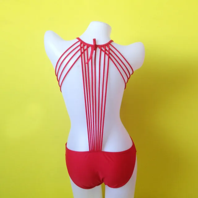 2017 One Piece Solid Monokini Swimwear Women Multi Rope Swimsuit