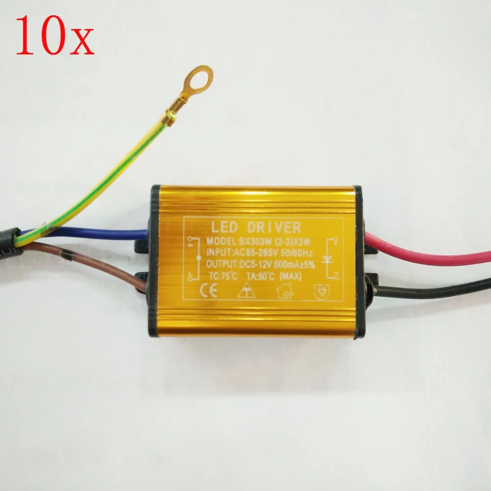 10pcs/lot 2~3x3W LED power driver IP67 waterproof,3*3W input 85V~265V ...
