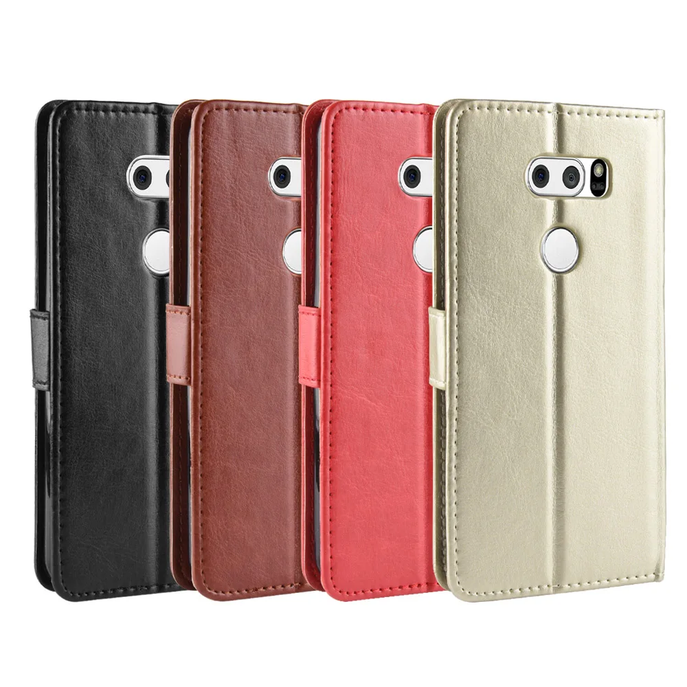 New For LG V35 ThinQ Case LG V30 Wallet Flip Style Glossy PU Leather ...