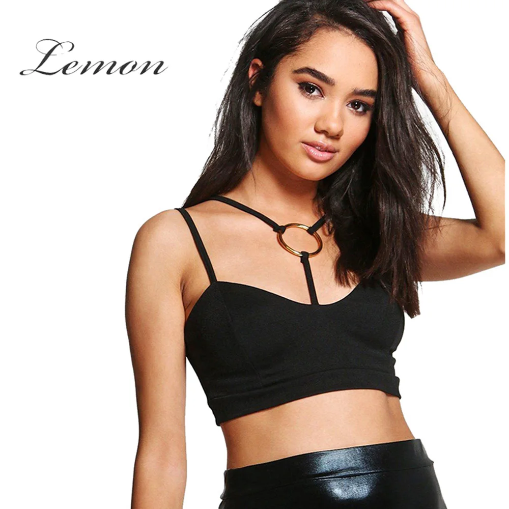 Lemon 2018 Summer Tops Women Clothing Solid Color Strapless Spaghetti