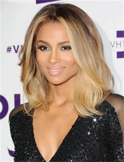 Ciara medium length bob hairstyle honey blonde wavy virgin human hair full lace wigs|lace wig ...