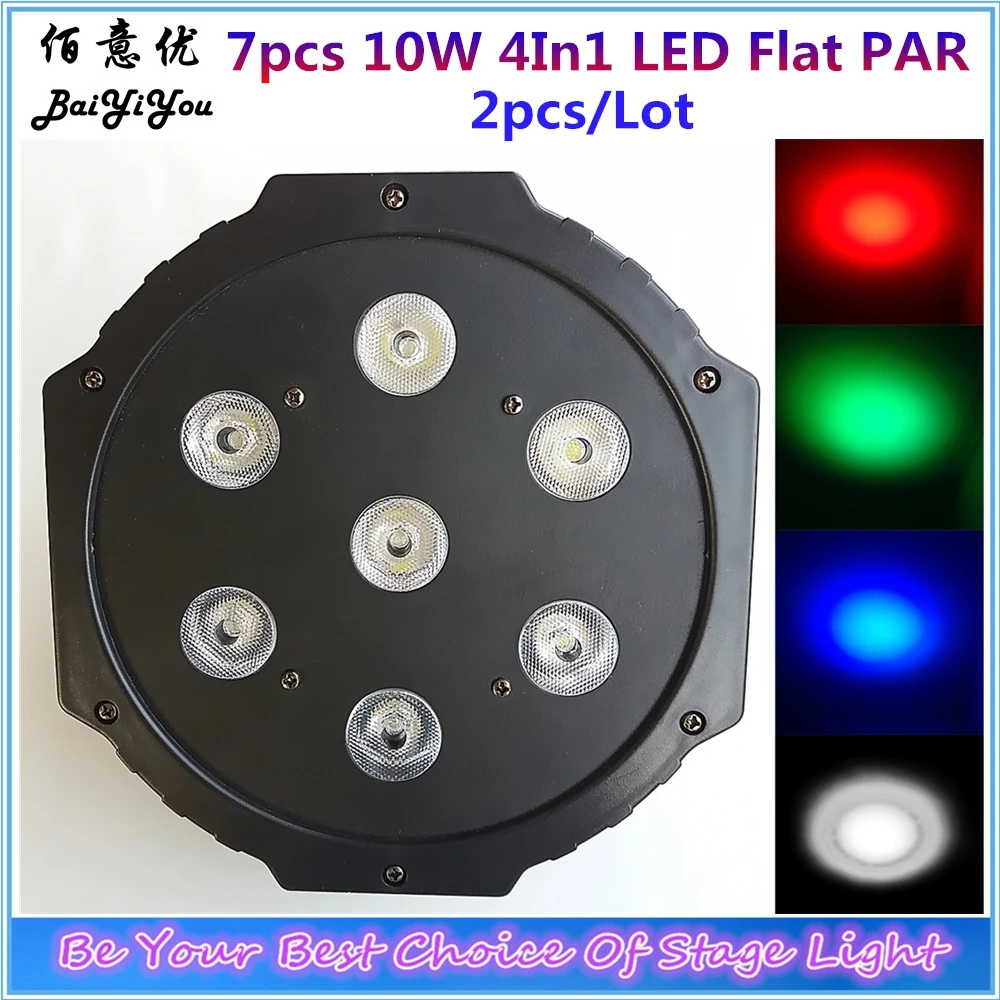 Super Bright DJ 7pcs*10W LED Flat Par Light DMX 4 In 1 RGBW 7x12W Flat ...