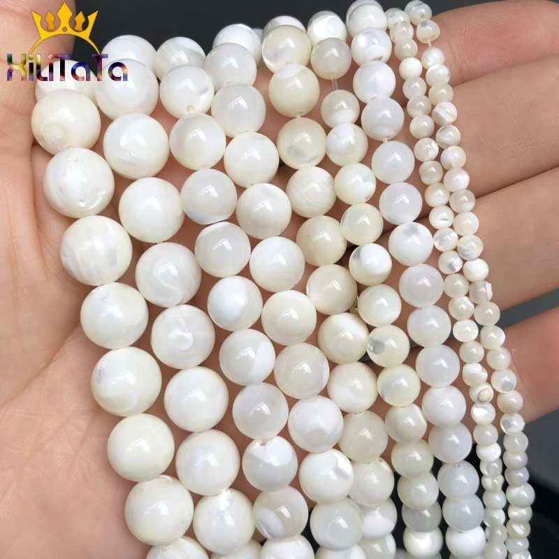 Round White Mother Of Pearl Mop Beads Natural Loose Beads For Jewelry ...