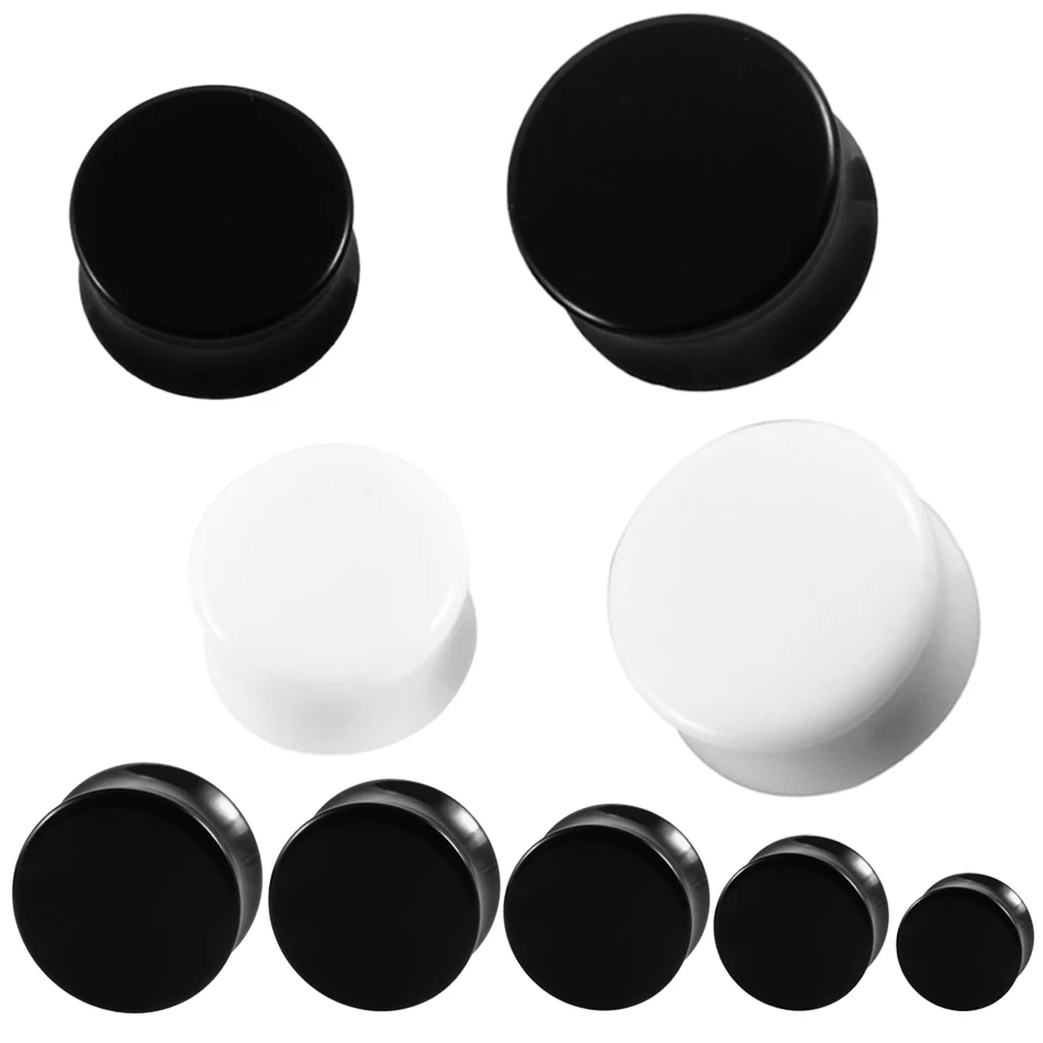 1 par de brincos de acrílico preto e branco, tampão para os ouvidos ...