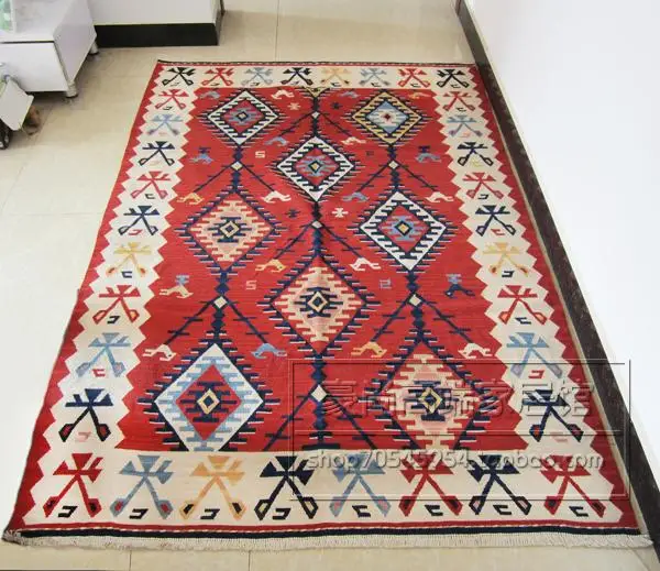 Kilim-Wool-Rug-Embroidered-Mandala-Area-Runner-Carpet-Geometric-Carpet ...