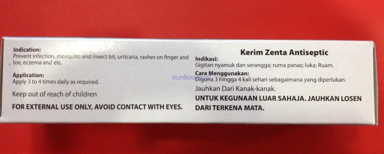 Zenta Antiseptic Cream 10g For Relief Ecema & Rashed On Finger And Toe ...