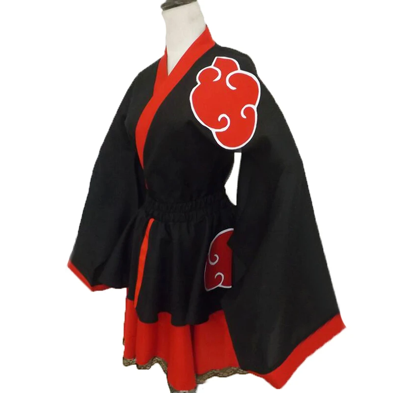 Naruto Shippuden Akatsuki Organization Female Lolita Kimono Dress Anime ...