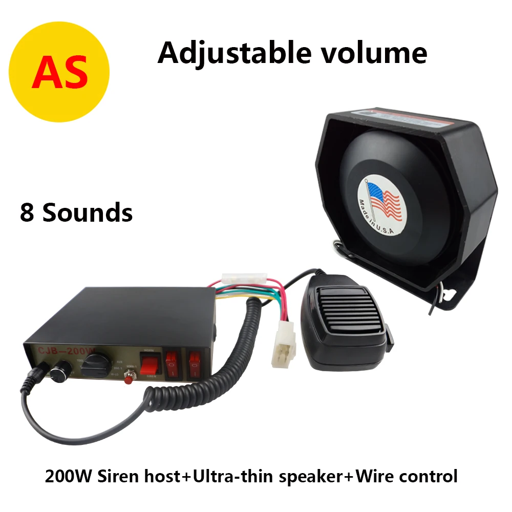 Police siren 200W 12V Flat Speaker PA Horn Siren System Mic Kit for ...
