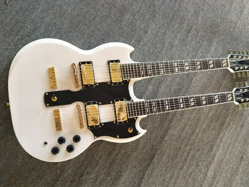 New Arrival Double Neck Head Electric Guitar,12 Strings White Electric ...