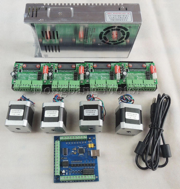CNC mach3 USB 4 Axis Kit, 4pcs TB6560 stepper driver+ mach3 USB stepper ...