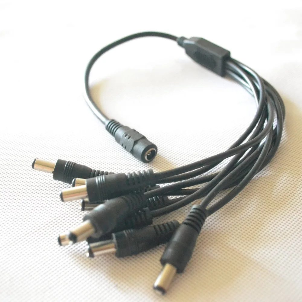 DHL 100pcs CCTV Cable 2.1mm 1 to 8 Port Power Splitter Cable Pigtails ...