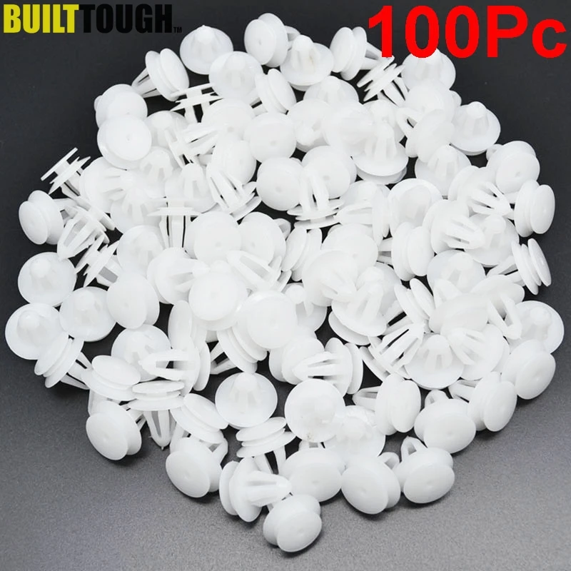 100pcs White Auto Bumper Fastener Rivet Retainer Push Engine Cover ...