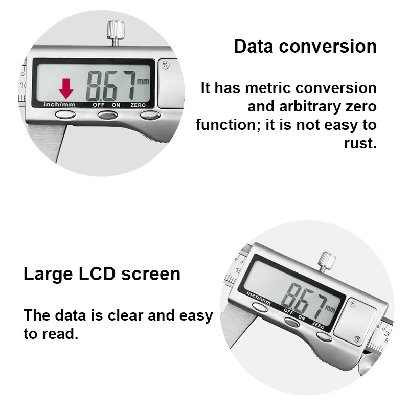 150mm Stainless Steel Digital Vernier Caliper Measuring Tool 6 inch ...