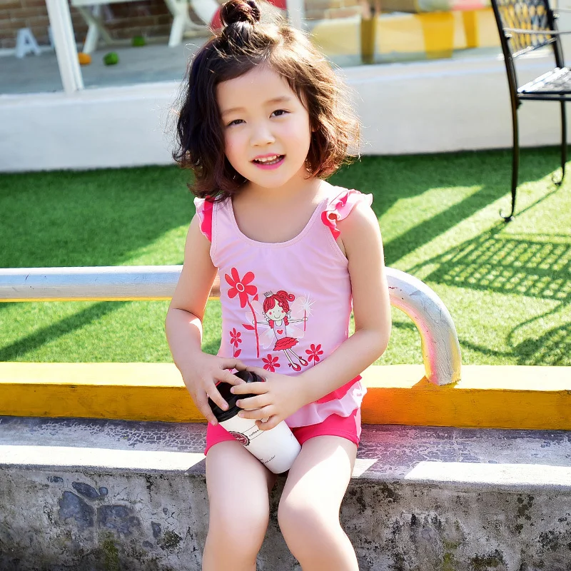 Two Piece Kids Swimwear Swimming Children Swimsuit Cute Flower Print ...