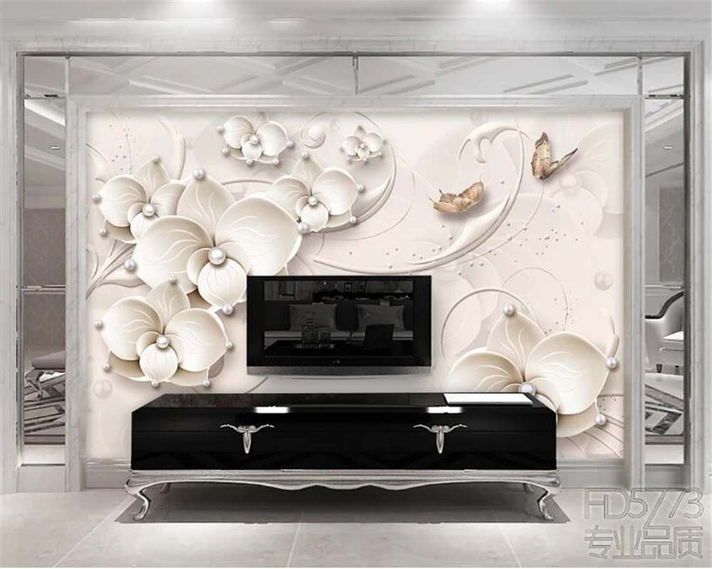 Beibehang 3d Foto Behang Moderne Drie Dimensionale Sieraden Bloem Tv ...