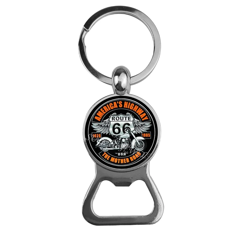 Classic-Americas-Highway-Route-66-Glass-Cabochon-Bottle-Opener-Keychain ...