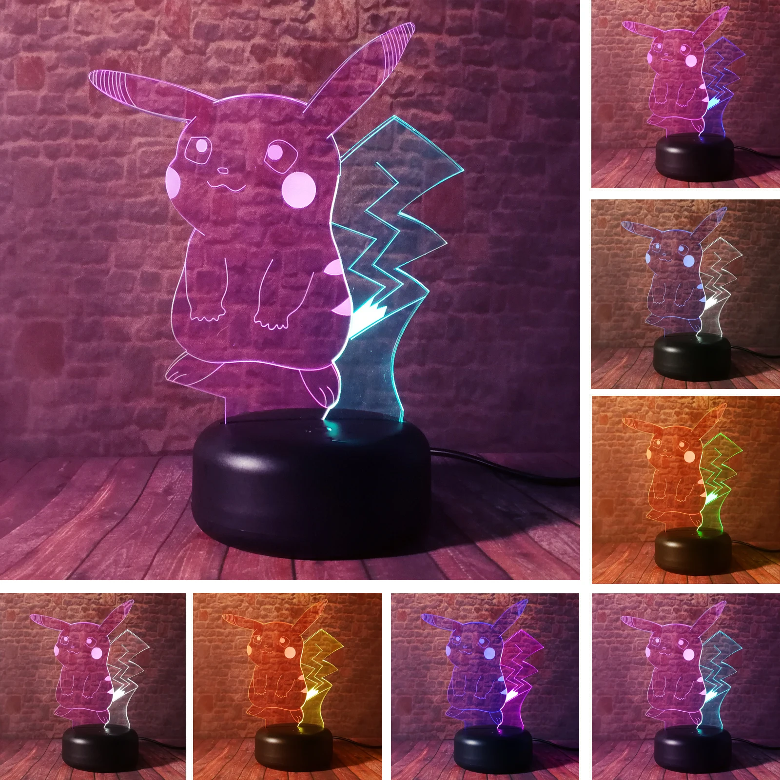 Animal Pokemon Pikachu LED Dual Mix 7 Color Chnage Auto Desk Light ...