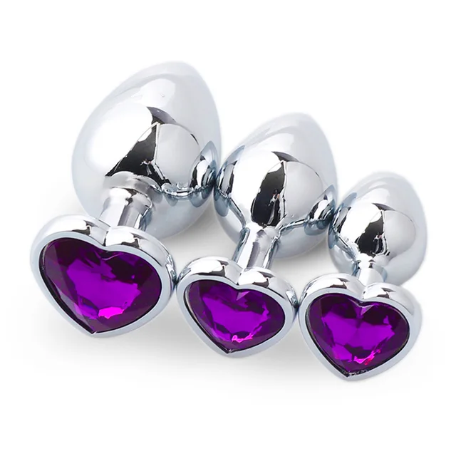 Buy 3pcs Set Luxury Metal Anal Plug Heart Shaped Anal Trainer Jewel Butt Plug