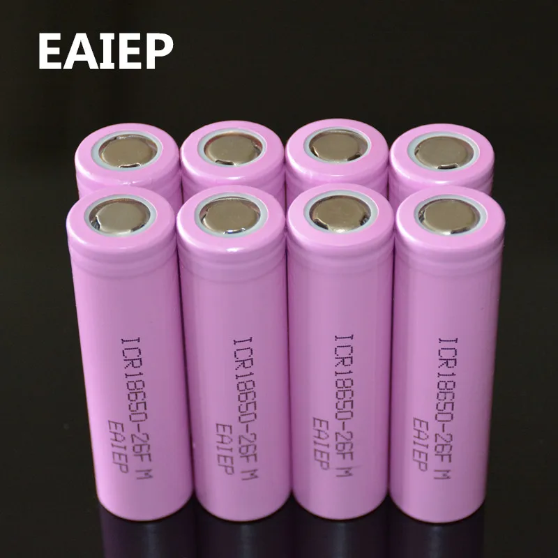 8Pcs 100% Original Li ion ICR 18650 26F 3.7 v 2600 mAh 18650 Lithium ...
