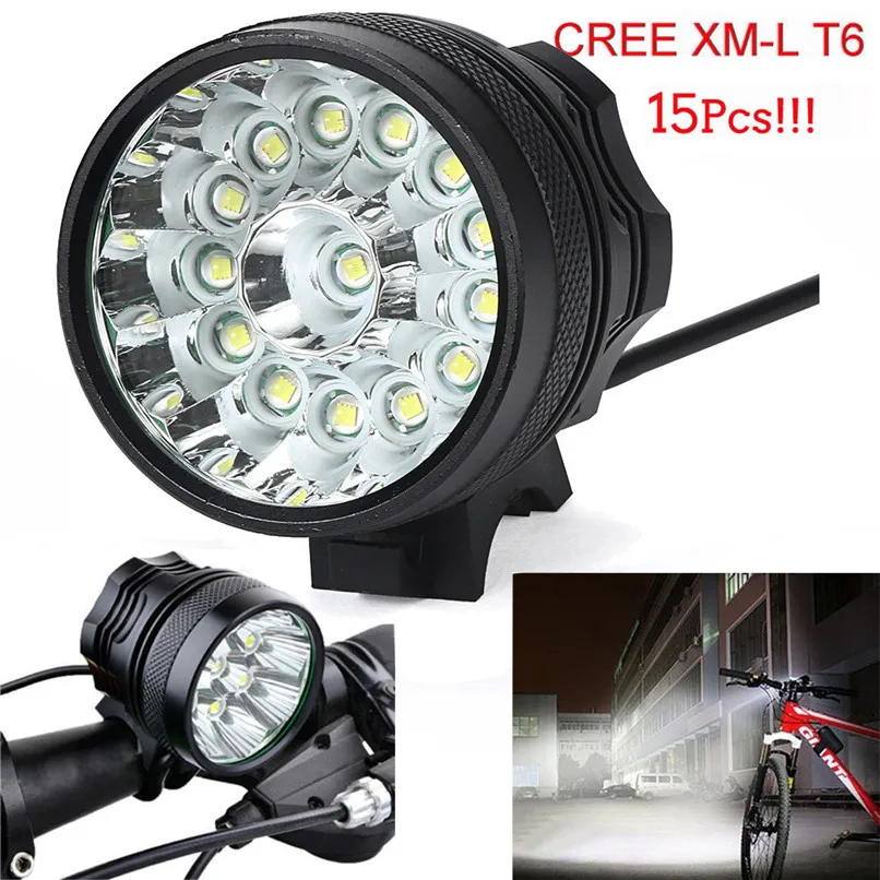 3 Mode 34000 Lm 15x T6 LED 3 Modes Bicycle Lamp Headlight Cycling Torch ...