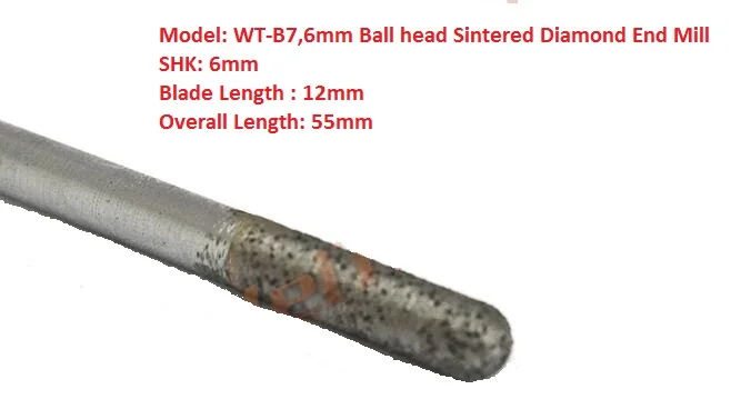1pc 6mm Ball head Sintered Diamond Cutting Tool Stone Cutter,Cnc ...