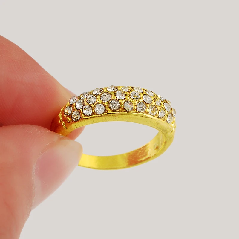 African Gold Rings for Women Wedding Bridal Ring Zirconia Anel Bague ...