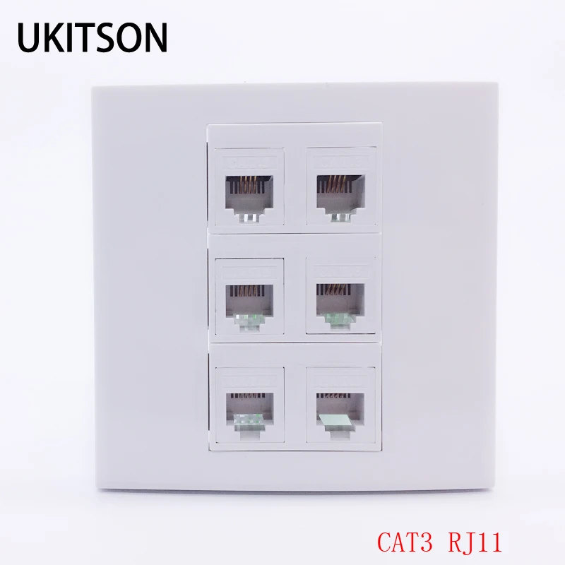 6 Ports Cat3 Rj11 Phone Connector Socket Wall Panel For Office ...