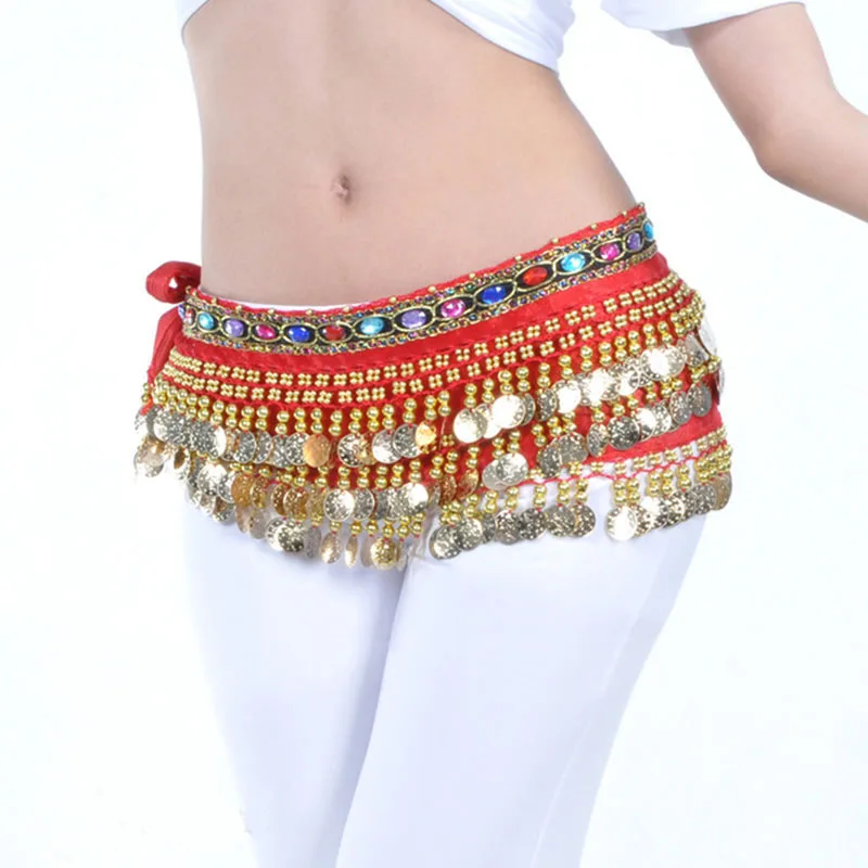 Lady Women Belly Dance Belt Scarf Accessories 3 Row Belt Skirt With