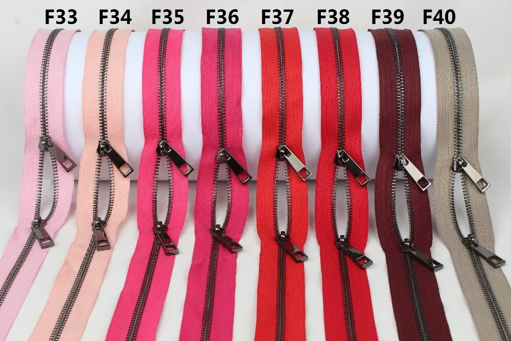 5# double sliders black metal open end babypink pink peach red hotpink ...