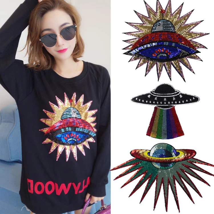 Ufo Sequins Patch Textiles Clothing Large Fashion New Patches Stick ...